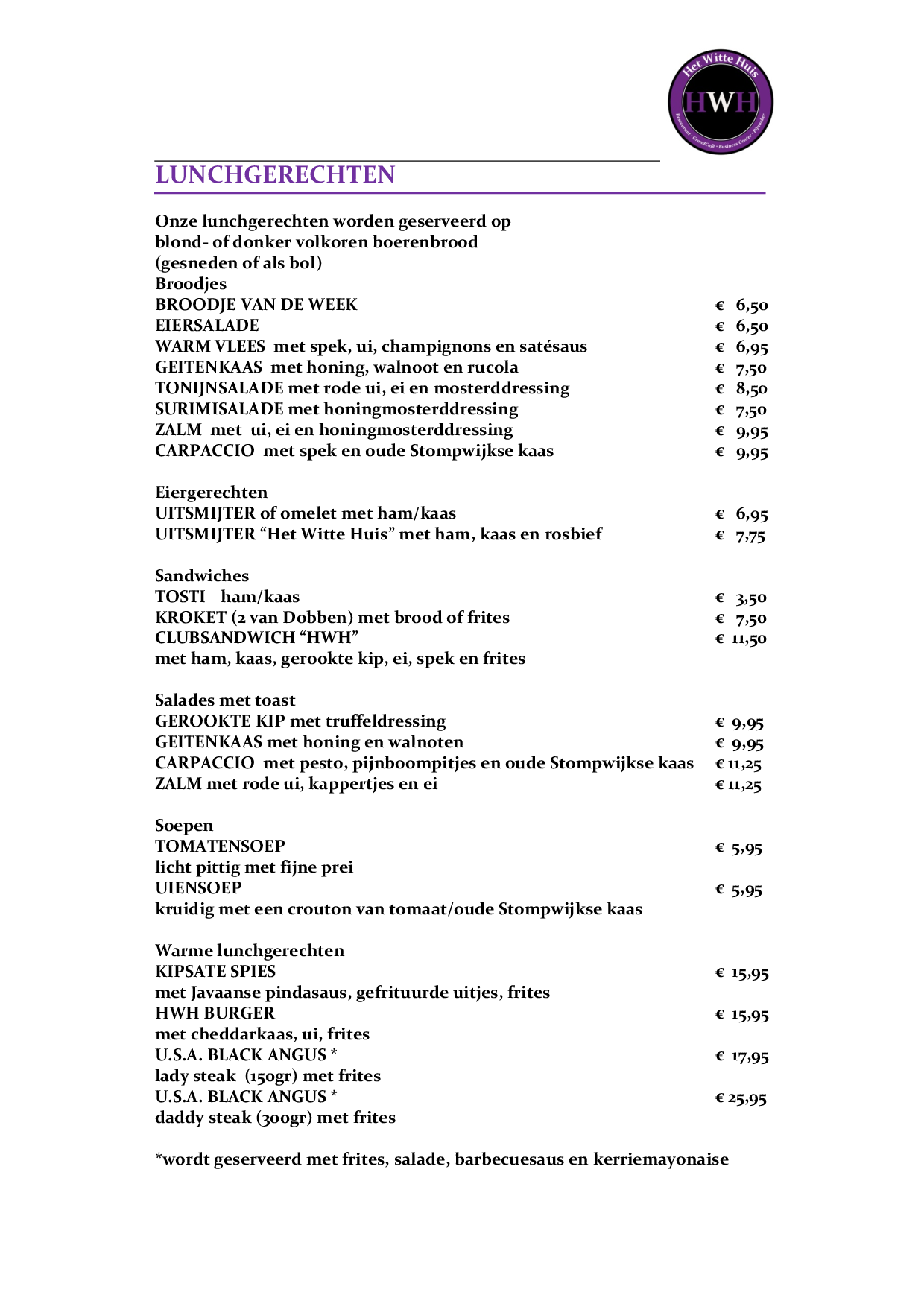 menukaart - Het Witte Huis, Pijnacker - Eet.nu