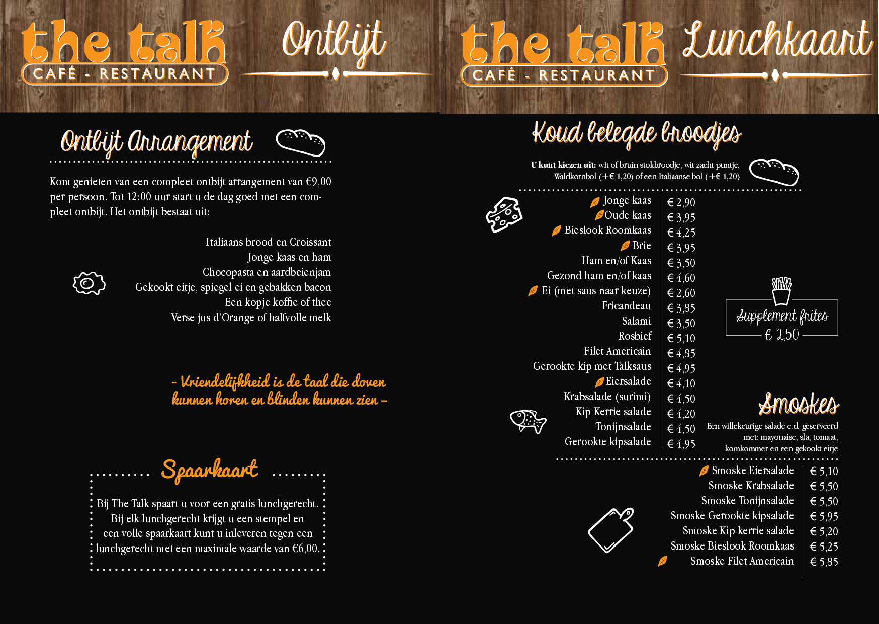 Menukaart 2016 The Talk - The Talk, Tilburg - Eet.nu