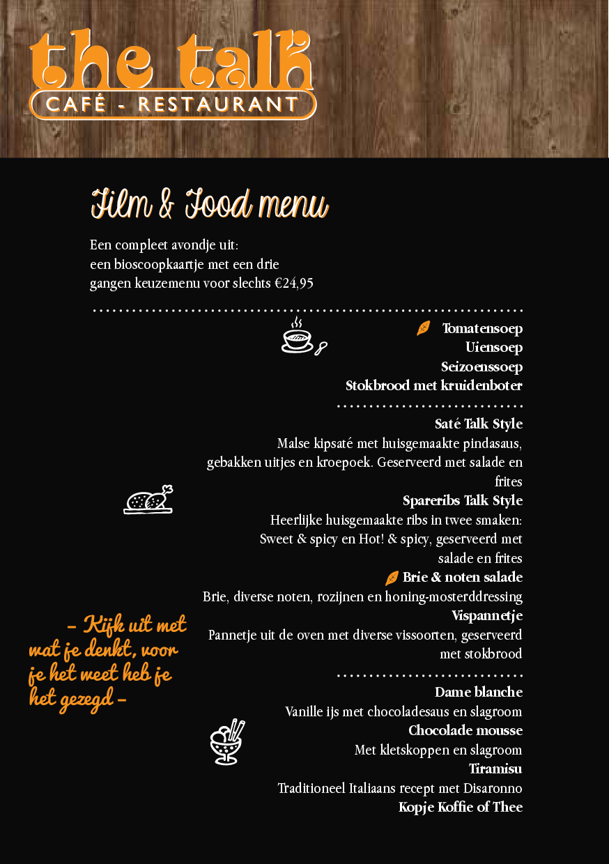Menukaart 2016 The Talk - The Talk, Tilburg - Eet.nu