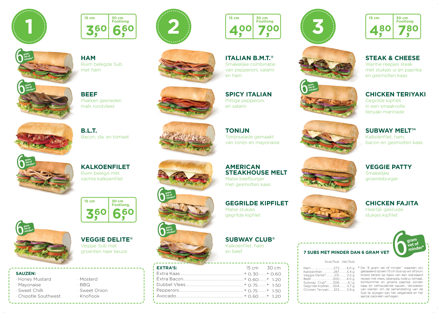 Menukaart - Subway, Breda - Eet.nu