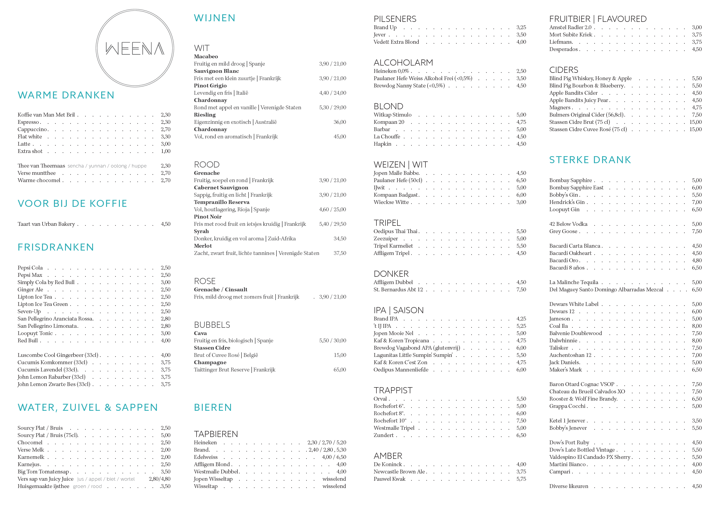 Menu - Weena, Rotterdam - Eet.nu