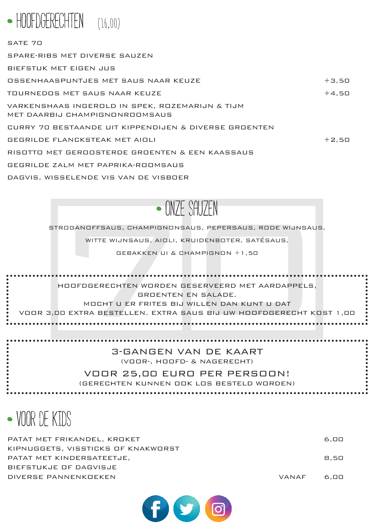 Menukaart - Eetcafe 70, De Goorn - Eet.nu