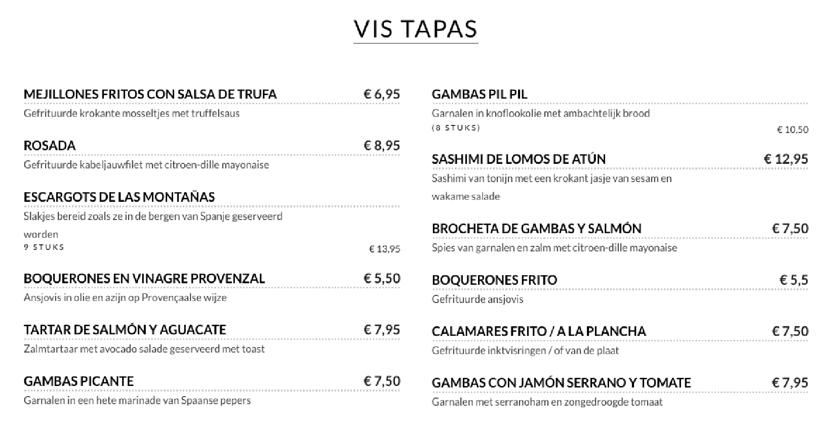 Menukaart - La Hermana, Barendrecht - Eet.nu