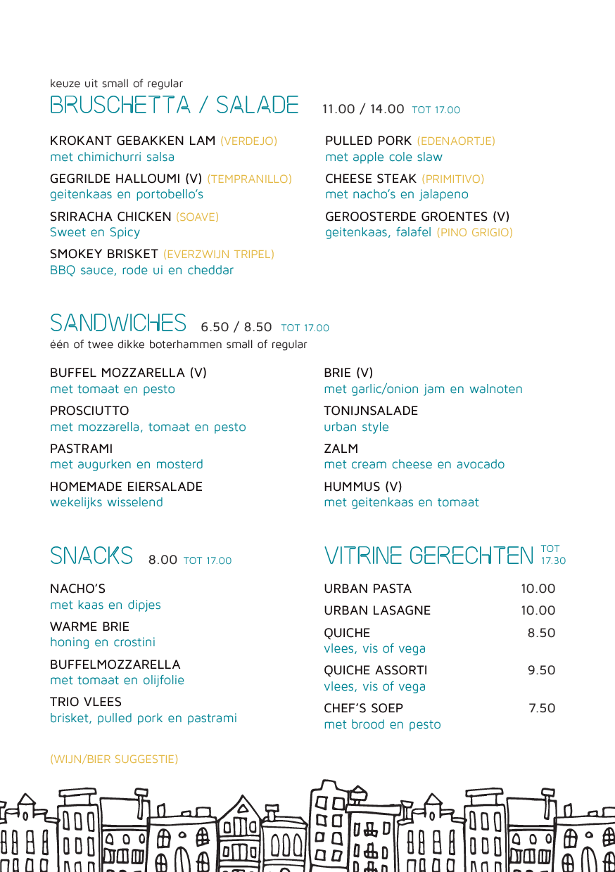 Menukaart - Urban Chef, Arnhem - Eet.nu