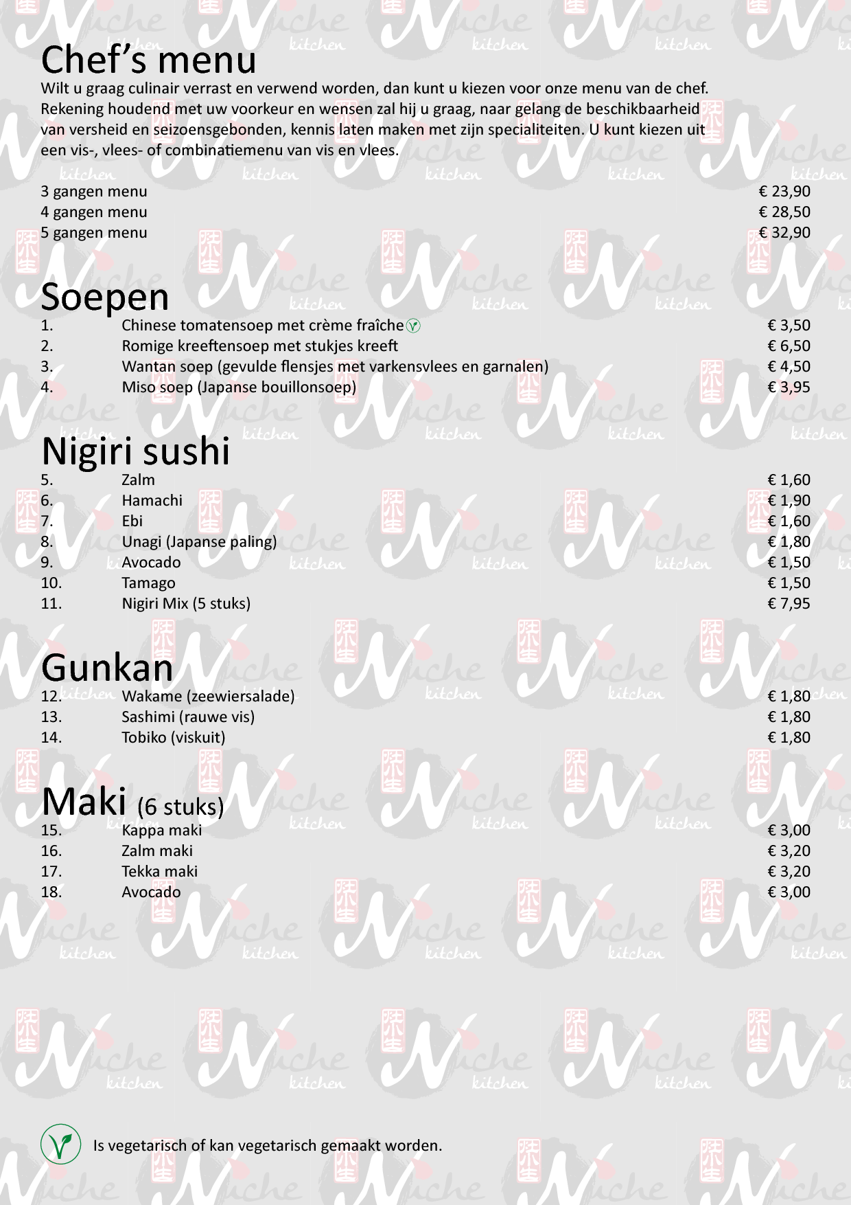 Menukaart - Niche Kitchen, Meerssen - Eet.nu