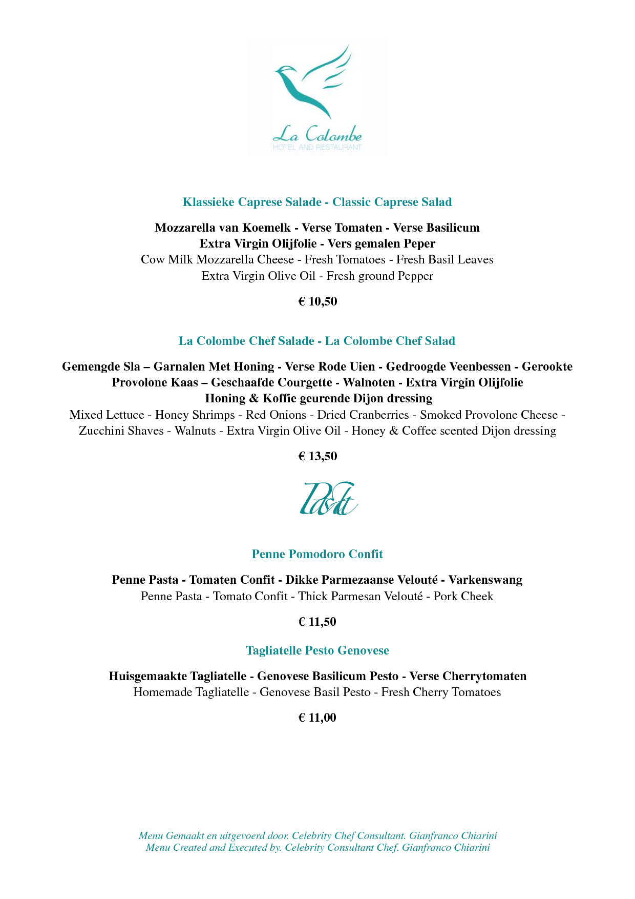 Menu - La Colombe, Maastricht - Eet.nu