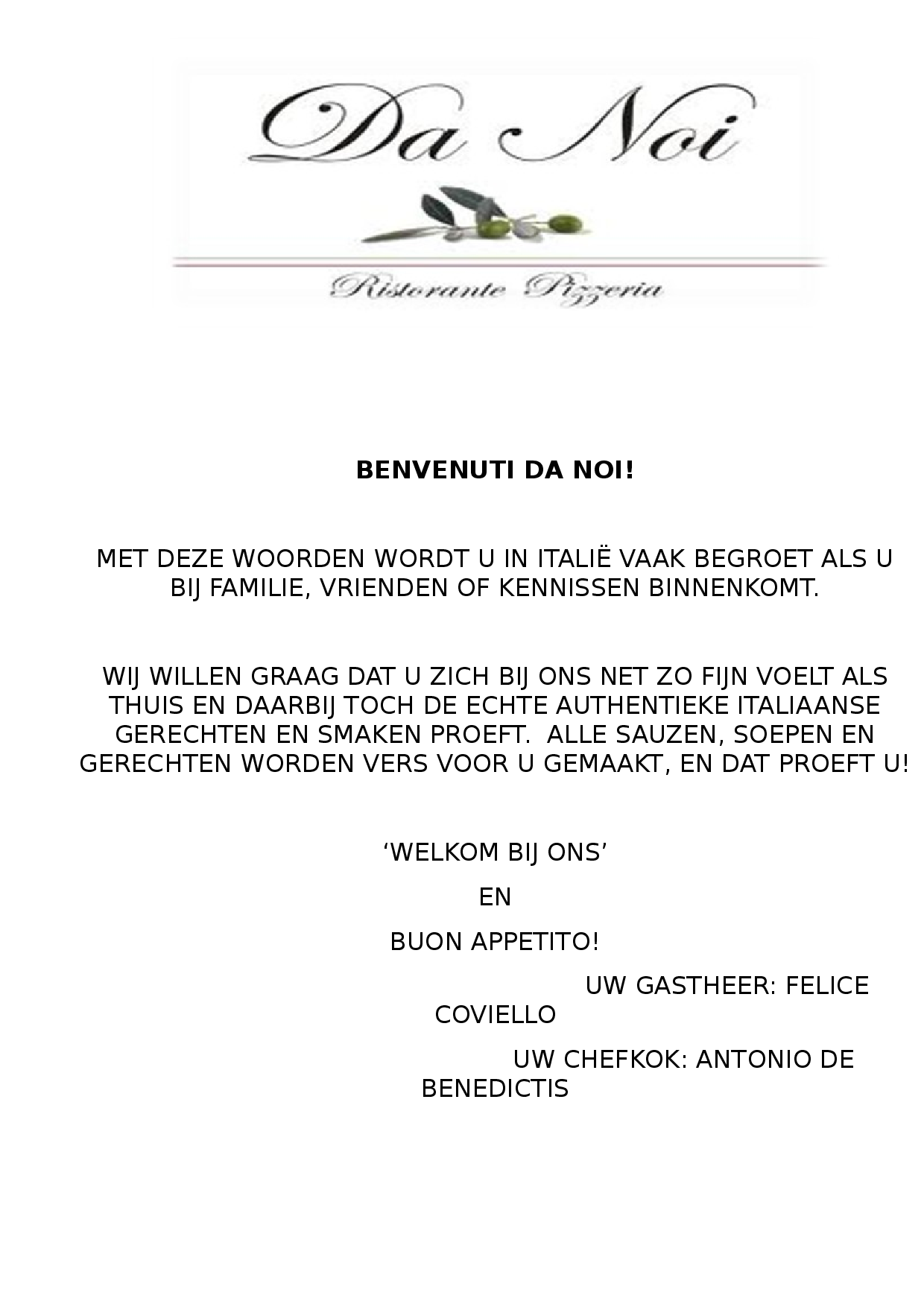 menukaart - Da Noi, Sassenheim - Eet.nu