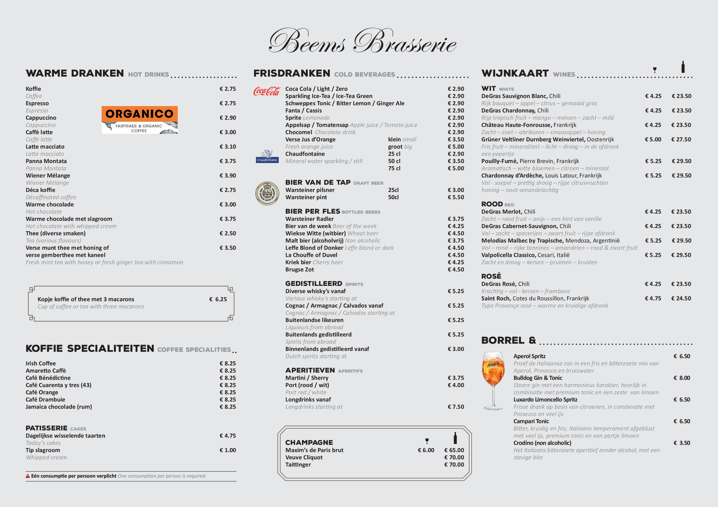 Menukaart winter 2018 - Beems Brasserie, Amsterdam - Eet.nu