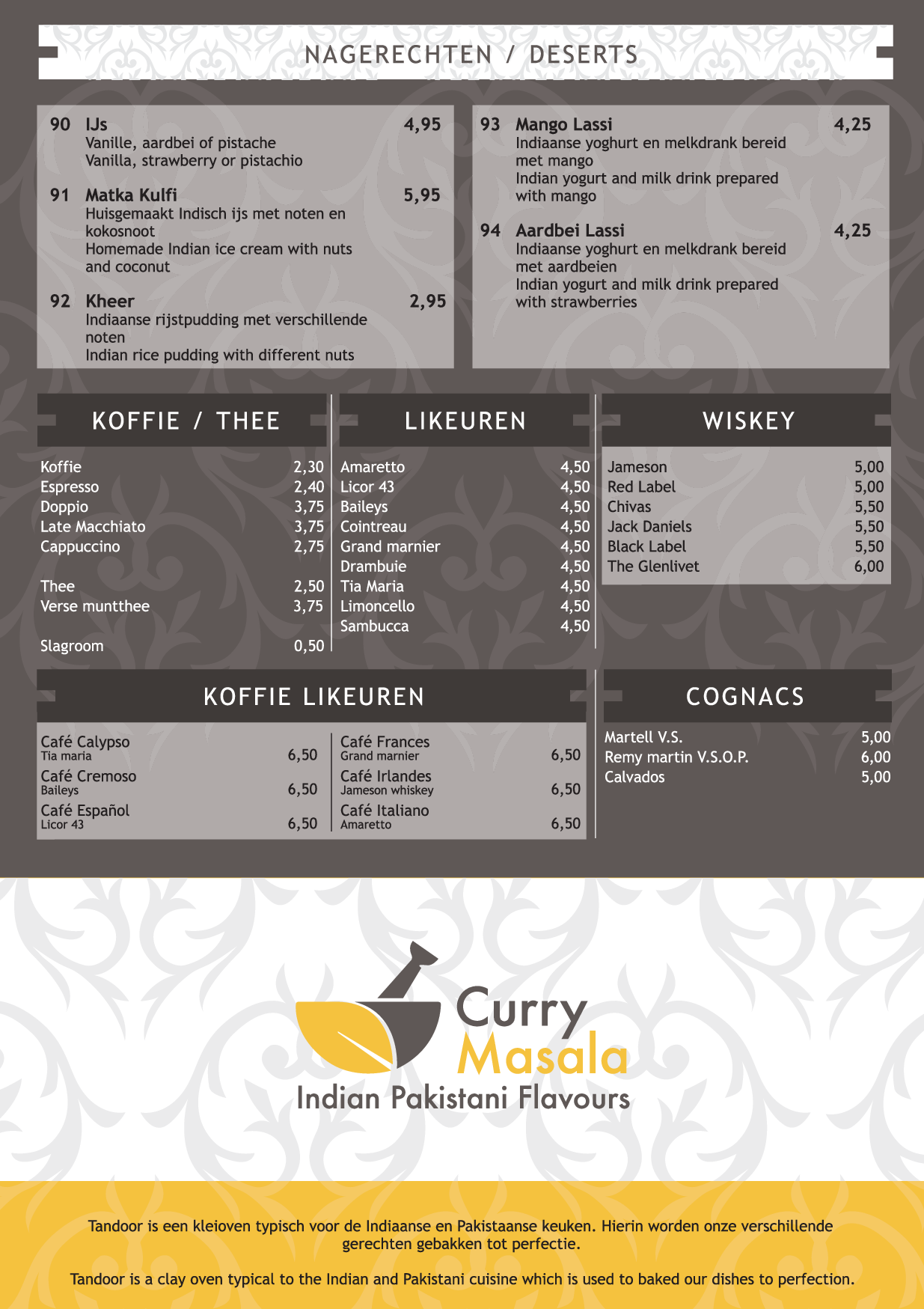 Menukaart - Curry Masala, Roosendaal - Eet.nu