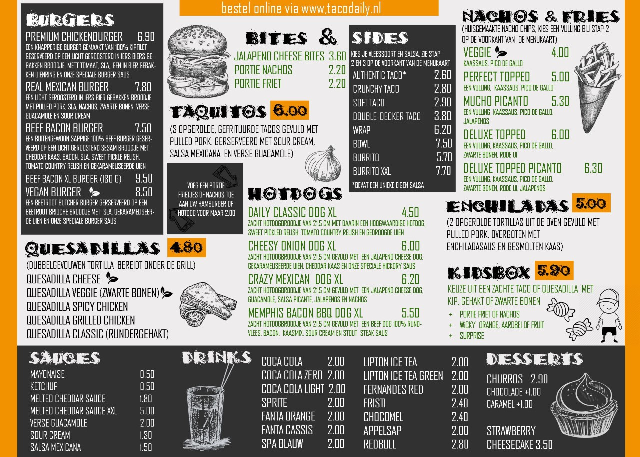 Menukaart Taco Daily - Taco Daily, Uden - Eet.nu