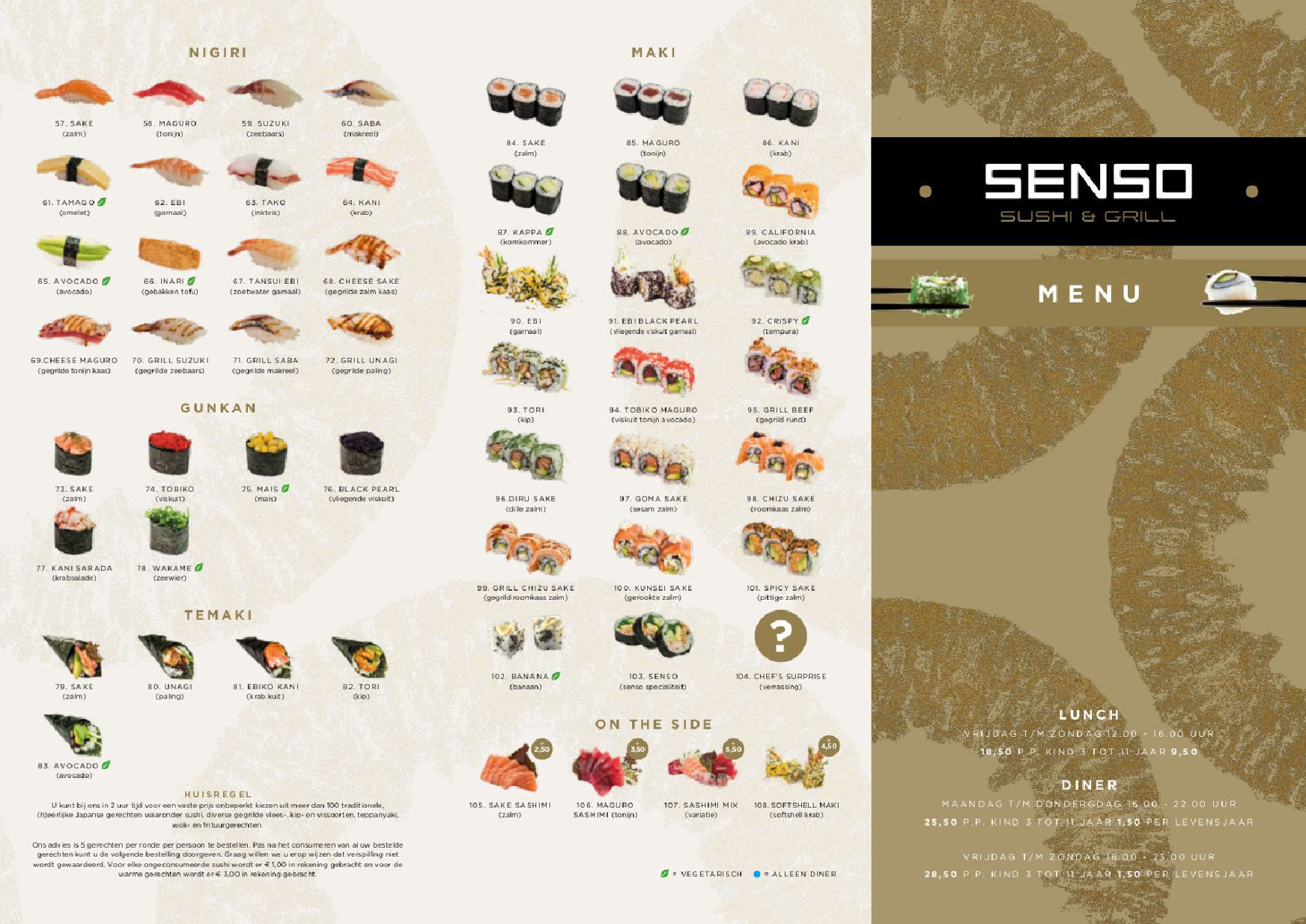 Menukaart - Senso, Purmerend - Eet.nu