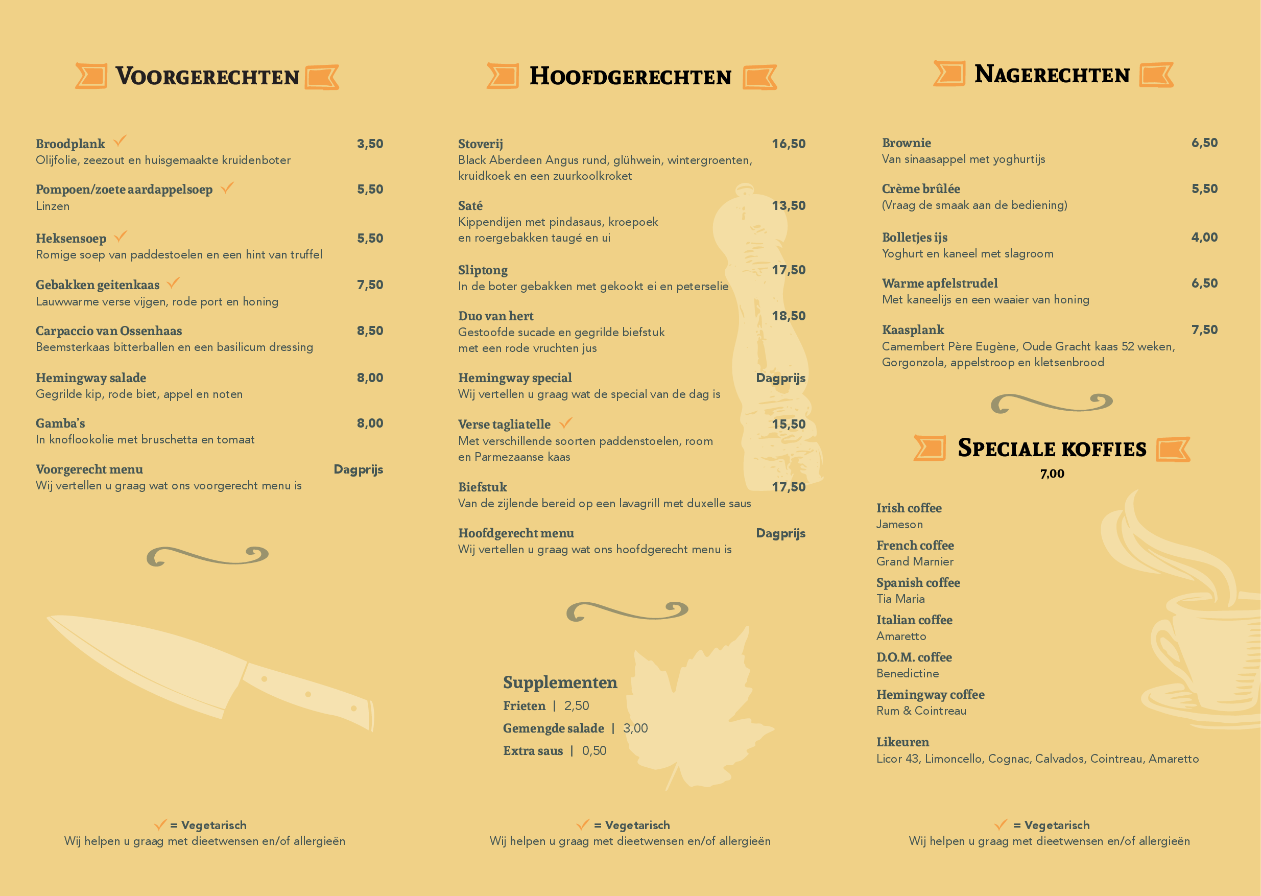 menu - Hemingway, Utrecht - Eet.nu