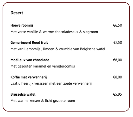 Desserts - De Droom, Langeweg - Eet.nu