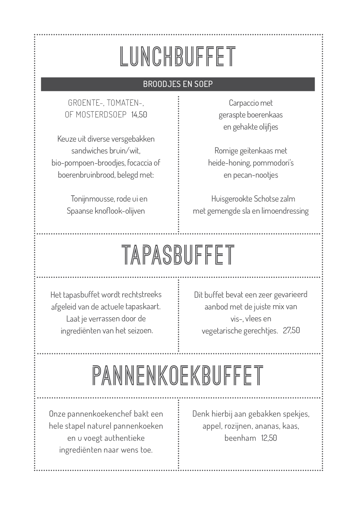 Buffetkaart - Luning's Restaurant, Ruinen - Eet.nu