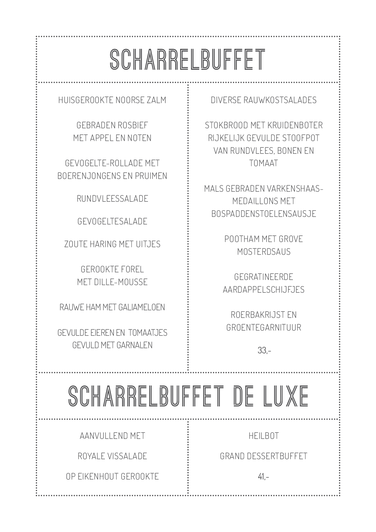 Buffetkaart - Luning's Restaurant, Ruinen - Eet.nu