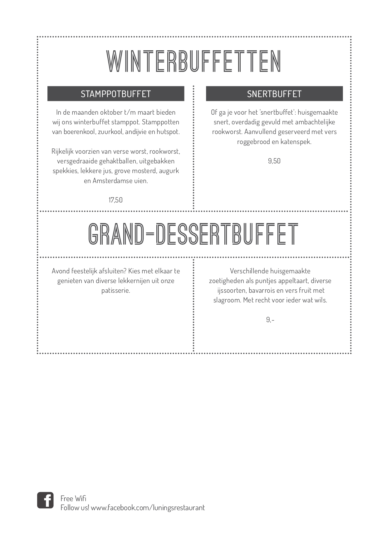 Buffetkaart - Luning's Restaurant, Ruinen - Eet.nu