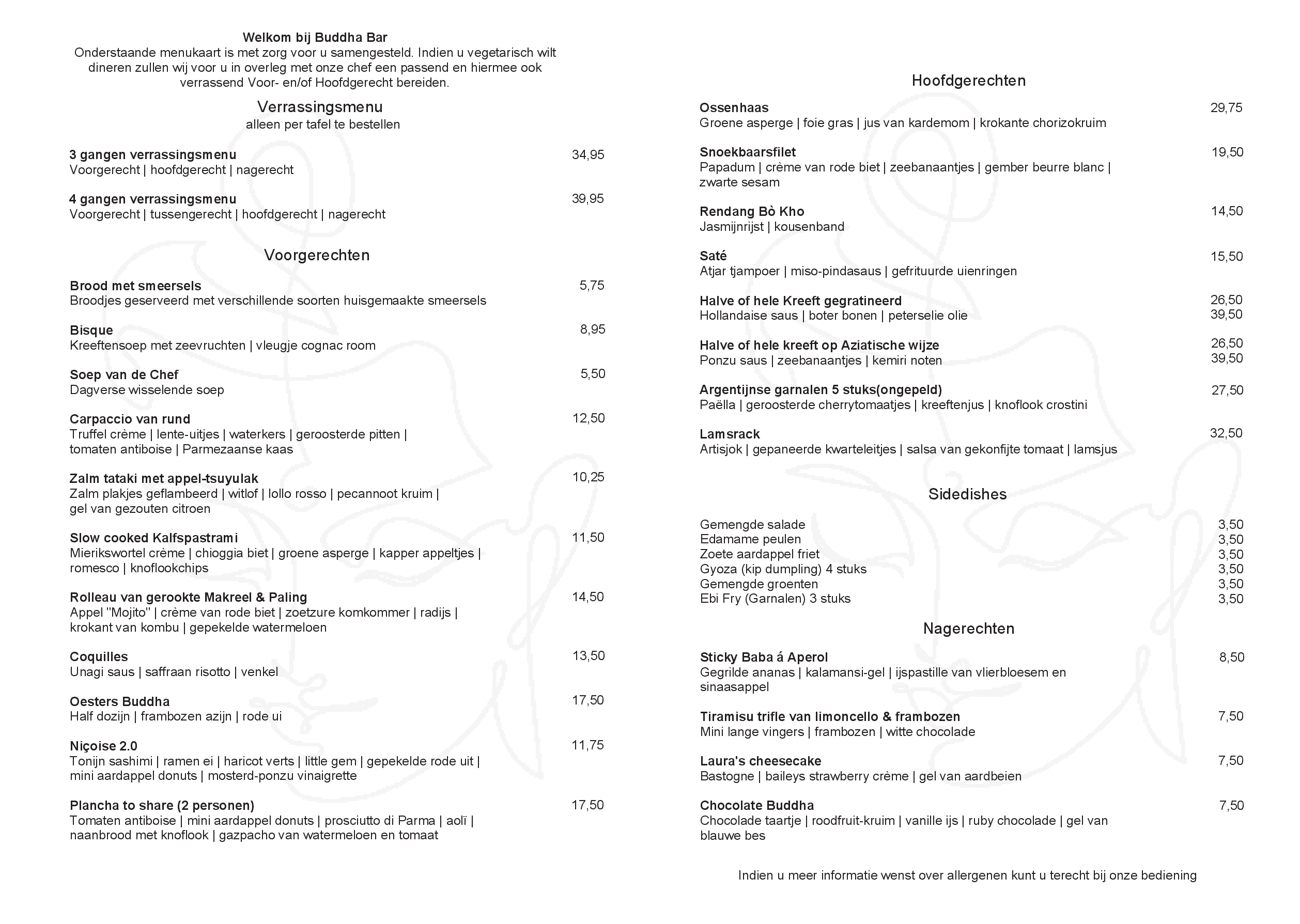 Menukaart - Buddha Bar, Venlo - Eet.nu