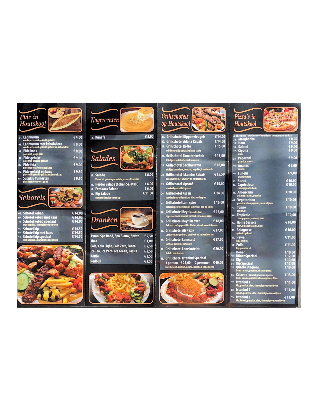 Menukaart — Istanbul Eethuis