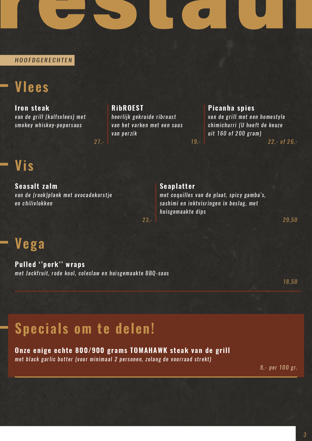 Diner kaart - Roest, Nunspeet - Eet.nu