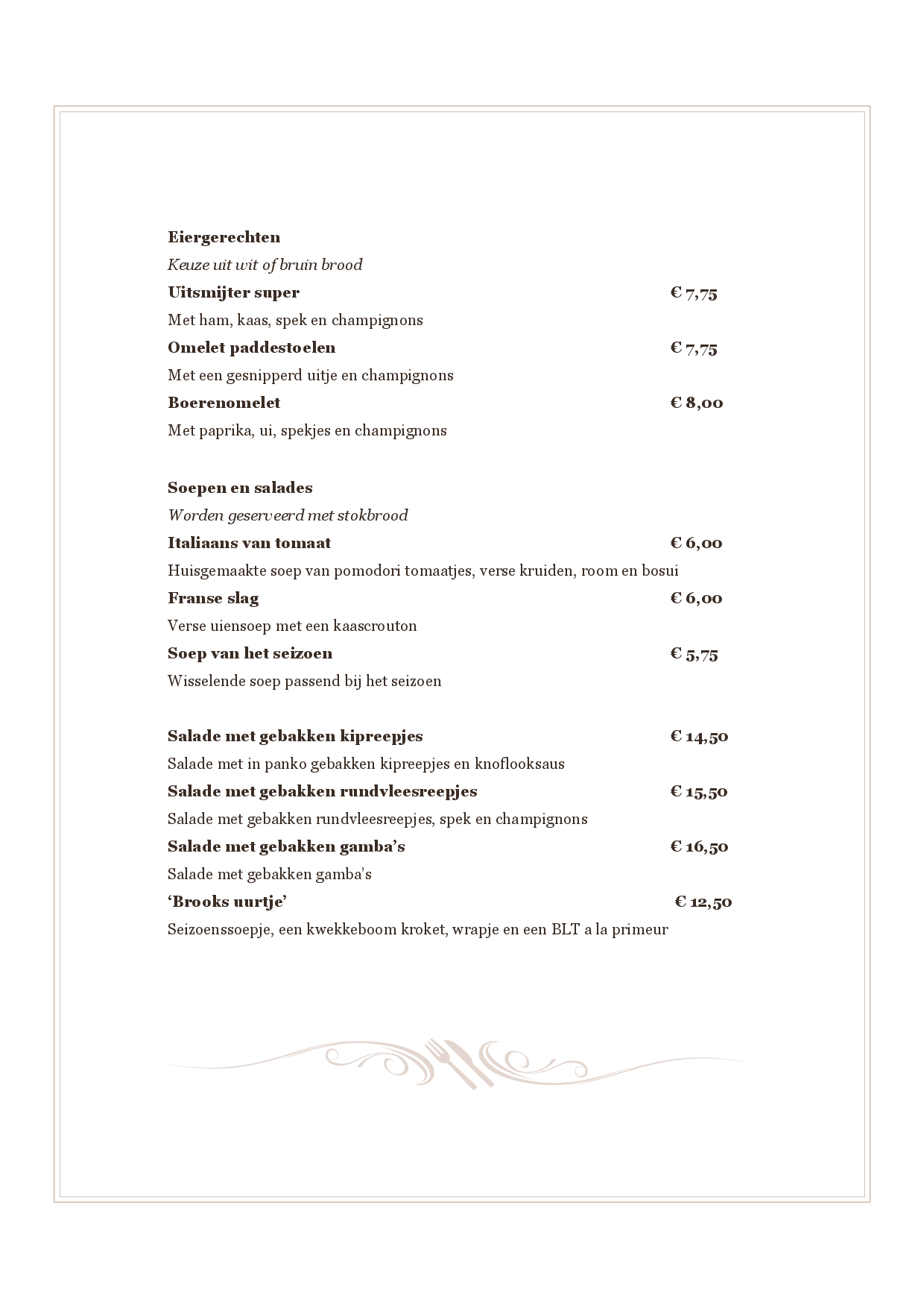 Lunchkaart - Bistro Le Primeur, Bornerbroek - Eet.nu