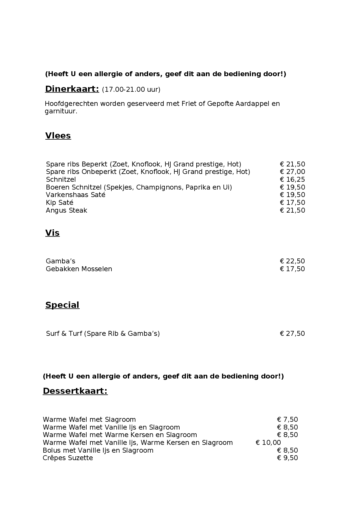 Menukaart - Eetcafe Roots, Vlissingen - Eet.nu