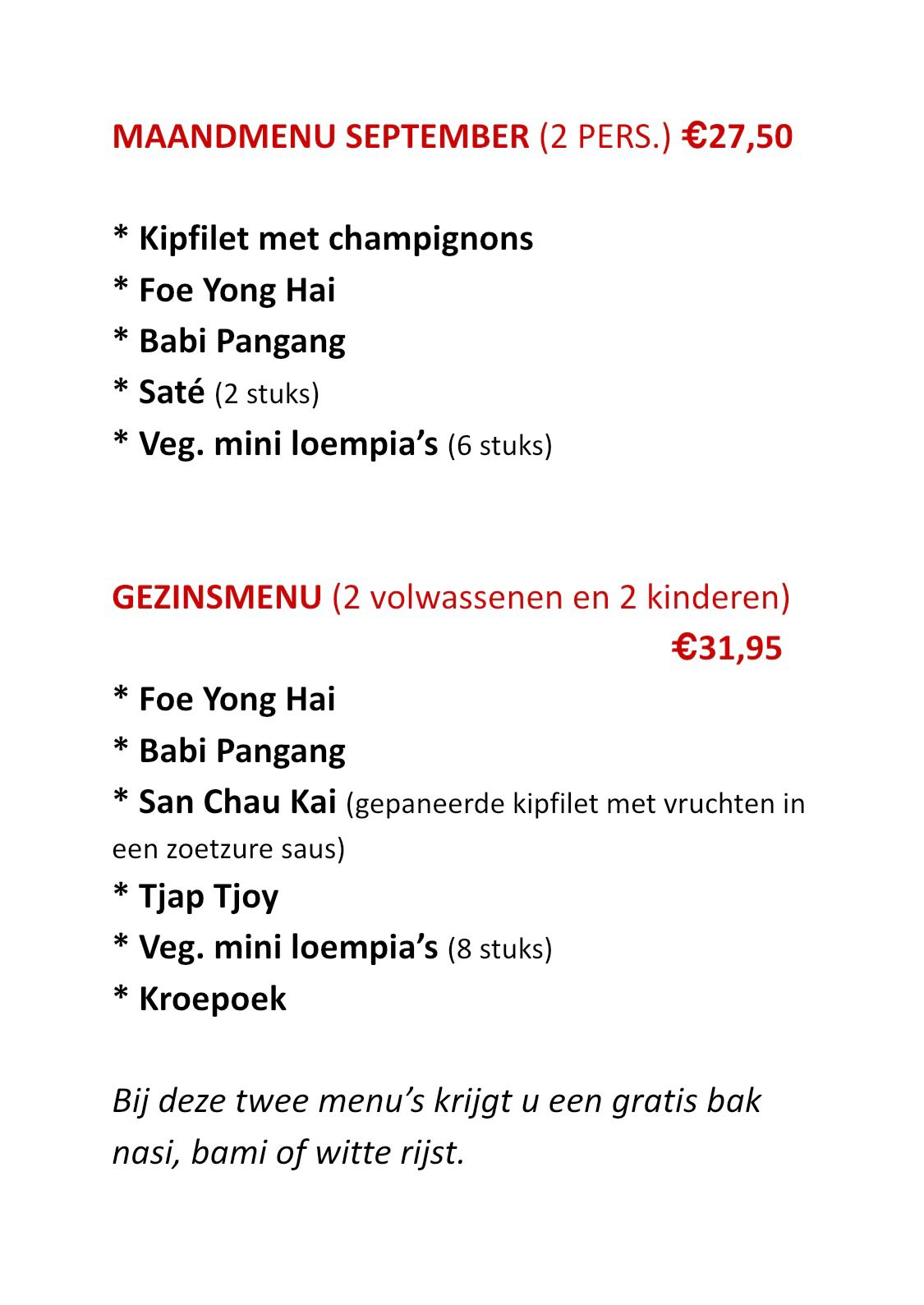 Menukaart — Golden Duck