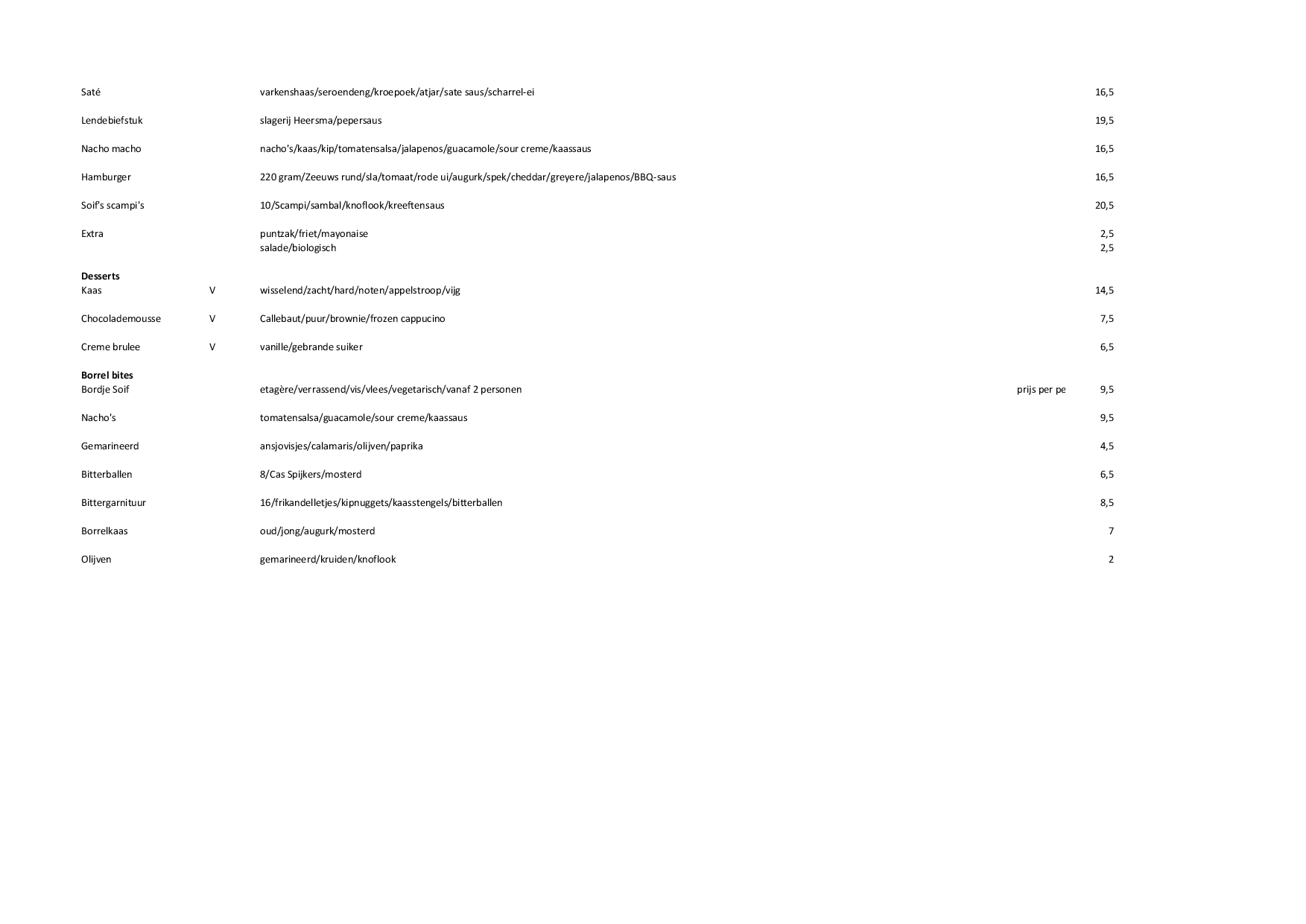 menukaart - SOIF, Vlissingen - Eet.nu