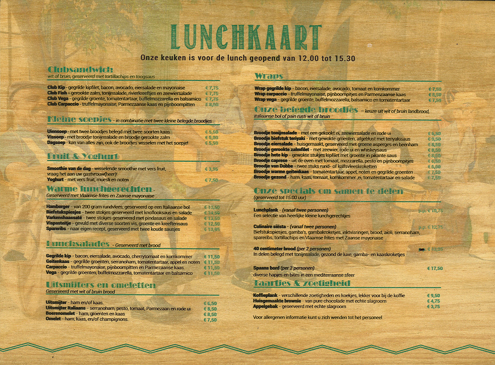 Lunchkaart - Eetcafé De Toog, Koog aan de Zaan - Eet.nu