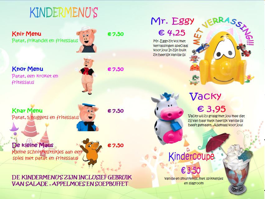 Kinder menukaart - Schnitzel en More, Dedemsvaart - Eet.nu