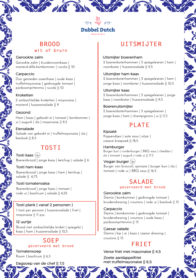 Menukaart lunch - Dubbel Dutch, Lochem - Eet.nu
